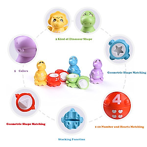 Stacking Dinosaur Toys for Kids 3-5, Stacking Blocks Toys for 2-7 Year Old Boys Girls, Educational Stacking Toys Gifts for Toddlers Age 2-4 Christmas Birthday Gifts, Dinosaur Toys for 2 Year Old Boy