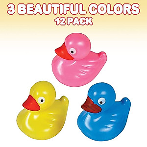 ArtCreativity Floating Plastic Duck Toys - Pack of 12 - Durable Duckie Bath Tub Water Toys for Kids, Carnival Theme Party Supplies, Birthday Party Favors and Goodie Bag Fillers