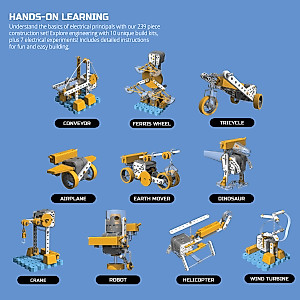 Discovery #MINDBLOWN Electricity Robot Construction Set, 10 Robotic Build Kits & 7 Electronic Circuit Science Experiments, Fun Educational Activity, STEM Learning Toys for Boys, Girls, Kids, & Teens