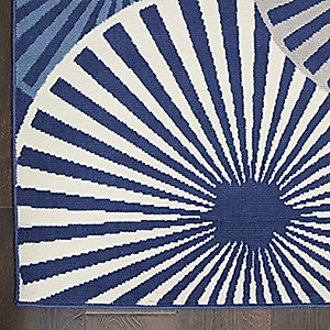 Nourison Grafix Contemporary Navy 5'3" x 7'3" Area -Rug, Easy -Cleaning, Non Shedding, Bed Room, Living Room, Dining Room, Kitchen (5x7)
