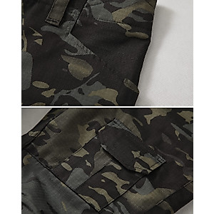 OCANXUE Men's Tactical Pants Camo Cargo Pants Ripstop Work Hiking Pants with 10 Pockets No Belt Size 38