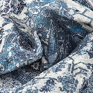 Zacoo Washable Rug Boho Rug Vintage 5x7 Area Rugs for Living Room Bedroom Dining Room Distressed Non Slip Rugs Carpet Non Shedding Oriental Rug, Blue