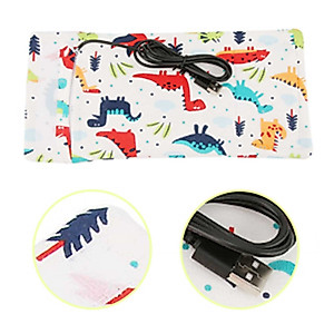 Portable Bottle Keep Warm, USB Travel Milk Heat Keeper Cotton Spandex Blend No Fluorescent Agent Baby Bottle Keep Warmer for Baby Milk (Dinosaur)