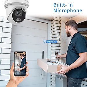 Hikvision IP Camera Turret Compatible DS-2CD2347G2-LU 2.8mm Lens 4MP Color-Vu Fixed Turret Network Camera H.265,130dB WDR,24/7 Colorful Imaging, PoE Camera, International Version