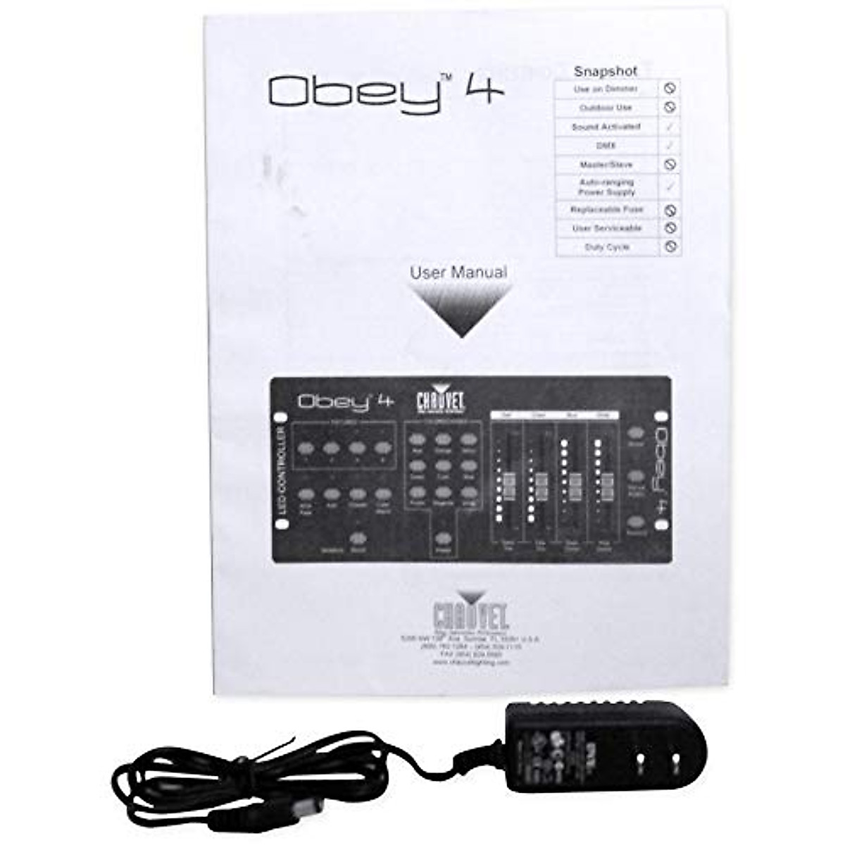 Chauvet Obey 4 DMX-512 LED Wash Light Controller w/3 or 4 Channel Mode+DMX Cable
