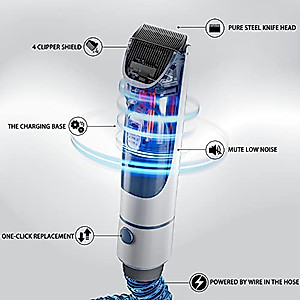 LMVVC Dog Grooming Kit Low Noise, Pet Grooming Clippers 2.3L Vacuum Suction 99% Pet Hair with 5 Grooming Tools for Dog Cat Vacuum for Shedding Grooming (Grey & White)