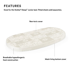 Stokke Sleepi Junior Mattress, White - Made from Breathable, Hypoallergenic Foam - Provides Support & Comfort - Includes Soft, Non-Toxic Cover