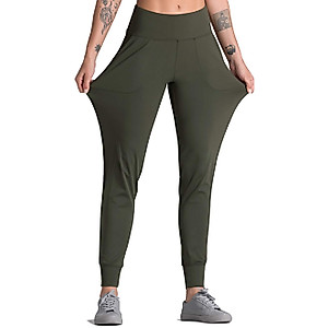 Dragon Fit Joggers for Women with Pockets,High Waist Workout Yoga Tapered Sweatpants Women's Lounge Pants (Medium, Joggers78-Dark Olive)