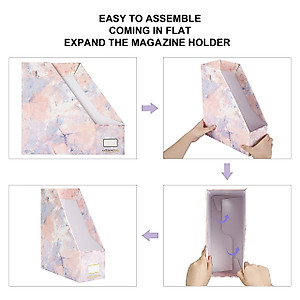 Magazine File Holder with Pink Marble Pattern 2 Pack, Premium Desk File Rack, Perfect for A4 Size Document