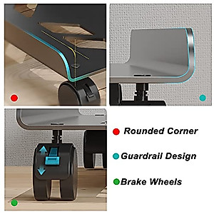 Deston Computer Tower Cart CPU Metal Rolling Stand, Mobile PC Cart Holder, Desktop ATX-Case Rolling Dolly on Casters, Computer Host Stand with Brake Wheels Under Home Office Desk, Black