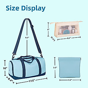 Gym Duffle Bag for Women with Wet Pocket Shoes Compartment Carry On Bag Weekender Overnight Duffel Bag with Shoe Compartment Wet Pocket
