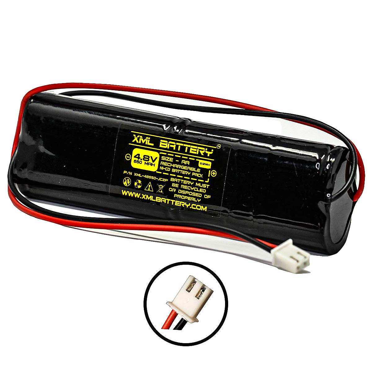XML Battery (5 Pack LITHONIA D-AA650Bx4 DAA650Bx4 All Fit E1021R BYD D-AA650B-4 DAA650B-4 DAA650B4 4.8v 650mAh Ni-CD Rechargeable Battery Pack Replacement for Exit Sign Emergency Light