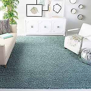 SAFAVIEH Athens Shag Collection 8' x 10' Seafoam SGA119D Non-Shedding Living Room Bedroom Dining Room Entryway Plush 1.5-inch Thick Area Rug