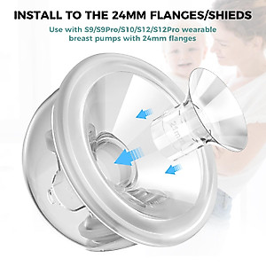 CreGear 2PCS Flange Insert 21mm Suitable for Medela/Spectra/Tsrete/Momcozy S9/S9 Pro/S10/S12/S12 Pro Wearable Breast Pump Flange/Shields, Reduce 24mm Nipple Tunnel Down to 21mm