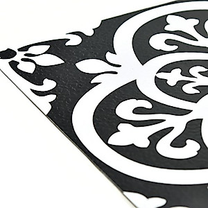 FloorPops FP2475 Gothic Peel & Stick Floor Tiles, Black