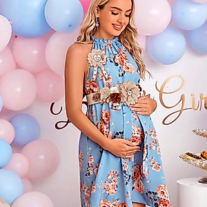 Vansolinne Brown Teddy Bear Maternity Sash Kit Mom to Be Daddy to Be Corsage Pins Bear Theme Baby Shower Decorations Teddy Bear Belly Band Pregnancy Photo Props New Parents Keepsake