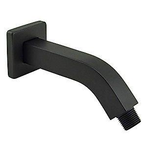 Aquaiaw Square Shower Arm and Anti-Scratch O-Ring Flange, 6 inch, Solid Brass, Both Soldered 1/2 NPT Tapered Threads, Shower Head Arm, Wall Mount Shower Extension Arm (Matte Black)