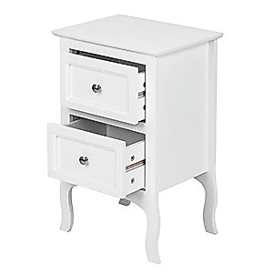 Bonnlo White Nightstand with 2 Drawers, Farmhouse Night Stands for Bedrooms Set of 2, Small Bed Side Table/Night Stand for Small Spaces, College Dorm, Kids’ Room, Living Room, 16W x 12D x 24H