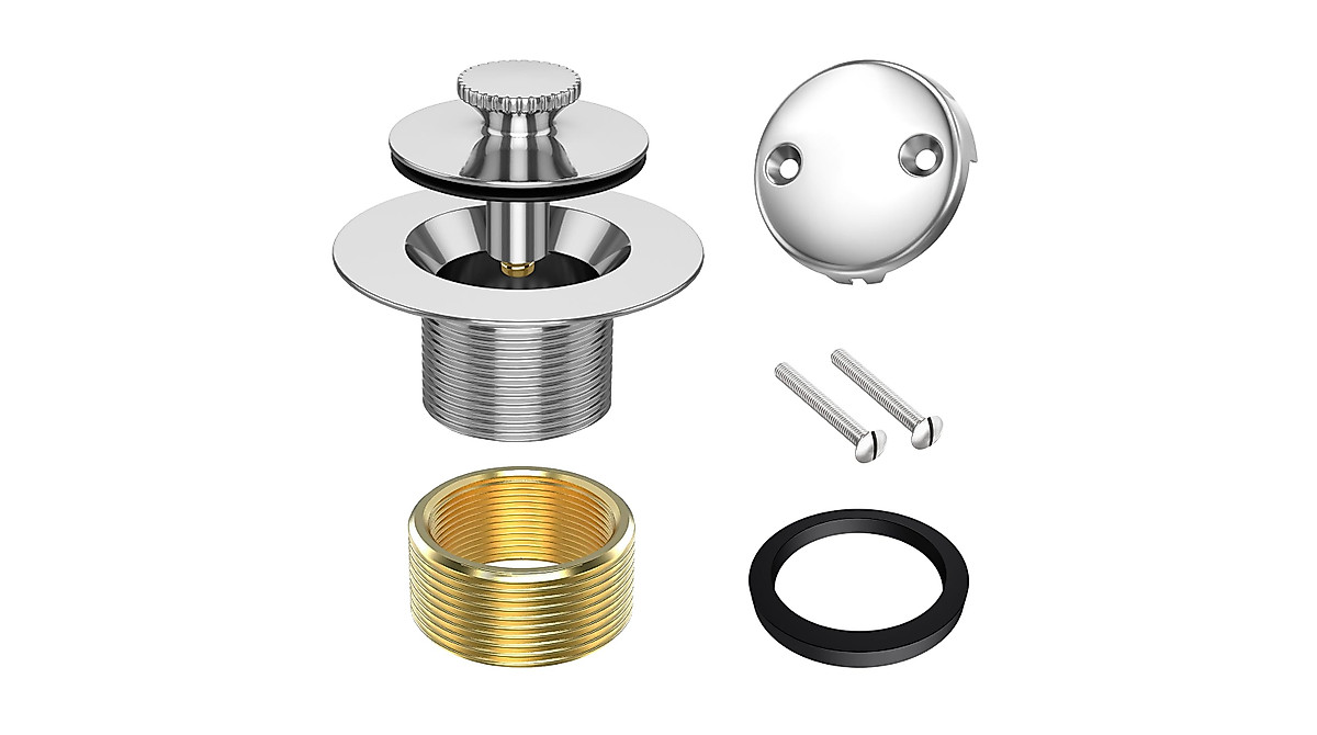 Brass Bathtub Drain Conversion Kit - Chrome Finish