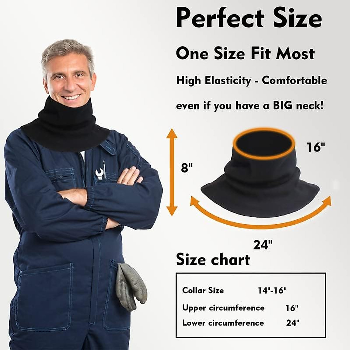 IMENORY Cut Resistance Welding Neck Protector, Neck Protection Welding Helmet Neck Gaiter, Heat & Flame & Fire Proof, Hockey Neck Guard, Neck Cover for Men