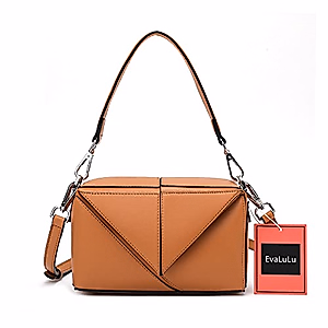 EvaLuLu Small Crossbody Bag for Women Leather Bucket Shoulder Bag Changeable Shape Purse (Small, Brown)