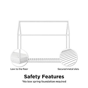 Little Seeds Rowan Valley Skyler Kids Metal House, Twin Size Frame, White Bed (DA4037119LS)