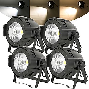 TCFUNDY 100W COB Par Lights LED Blinder Stage Audience Light Spotlight DMX DJ Light Strobe Lighting, Warm White & Cool White for Wedding Party Stage Effect, 4 Pack