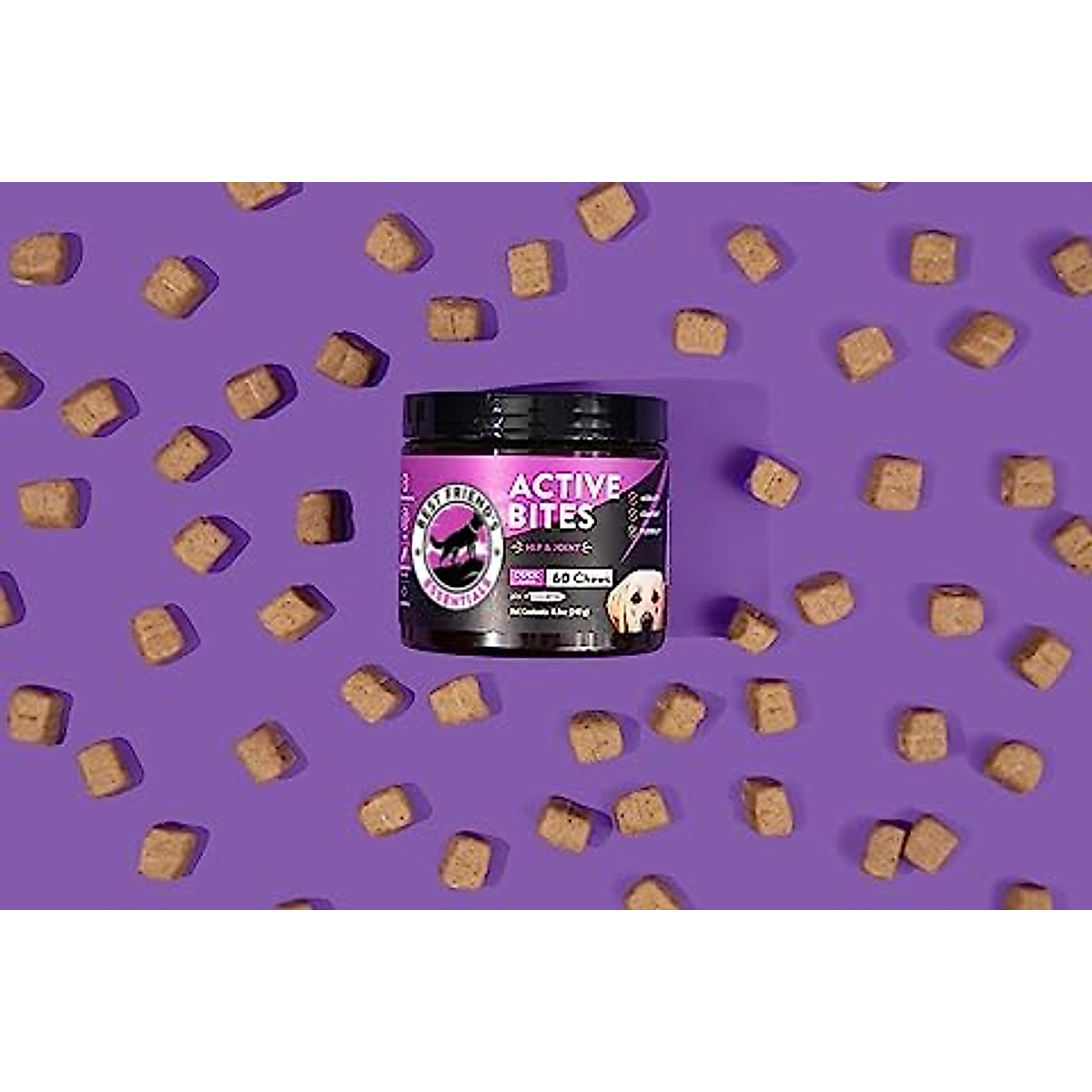 Active Bites - Joint and Hip Support Supplement- A Blend of Chondroitin, MSM, and Glucosamine in Each Tasty Chew - Small, Medium, and Large Dog Breed - Duck Flavor - by Best Friend's Essentials