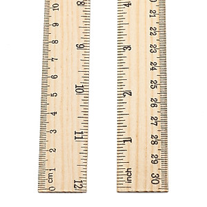 60 Pack Wooden Ruler 12 Inch Rulers Bulk Wood Measuring Ruler Office Ruler 2 Scale