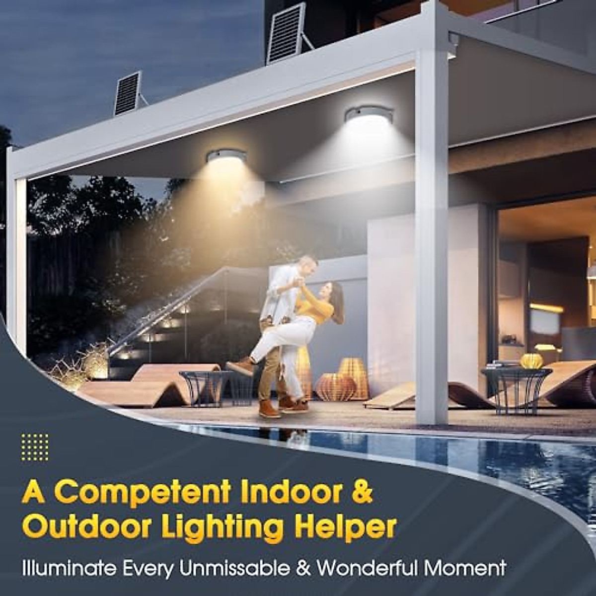 SunBonar Solar Lights Indoor Home Intelligent Solar Ceiling Light with Remote, Cool White/Warm White 1000Lumen Outdoor Solar Shed Light with ON/Off Switch for Barn, Porch, Patio, Carpot, Chicken Coop