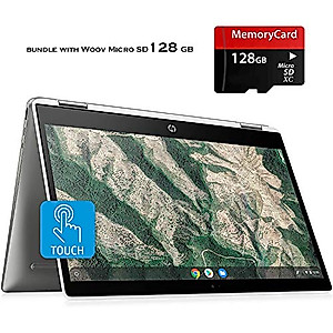 HP Chromebook X360 2-in-1 14.0” HD (1366 x 768) Touch-Screen Portable Laptop, Intel Celeron Processor N4000, Webcam, USB-C, Chrome OS, 4GB Memory, 32GB eMMC Flash Memory (W/Woov Micro SD 128GB)