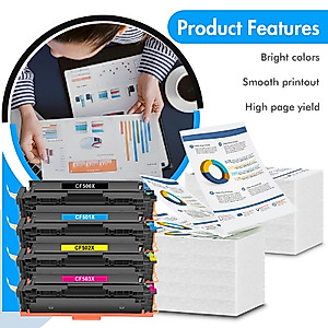 202X 202A M281cdw Toner Cartridges 4 Pack Compatible Replacement for HP 202X 202A CF500A CF500X Color Laserjet Pro MFP M281fdw M281cdw M254dw M254nw M281fdn Printer Ink (Black Cyan Magenta Yellow)
