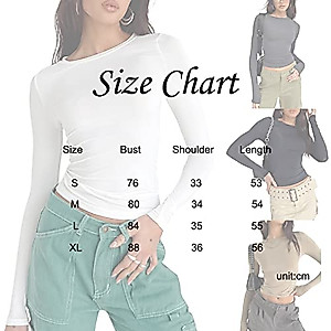 Women's Casual Basic Crop Tops Slim Fit Long Sleeve Crew Neck Solid Color Fall Pullover Shirts Tight Tee (Light Grey, S)