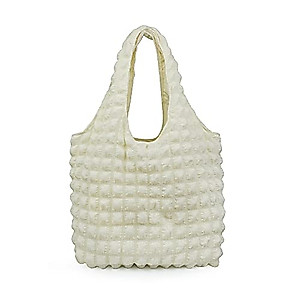 JBB Women Shoulder Tote Bag Pleated Cloud Shopping Handbag Undershirt Bags Students Simple Fashion Bubble Flower Summer