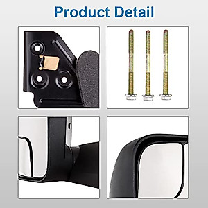 ECCPP Towing Mirror Replacement fit for 1998-2001 for Dodge for Ram 1500 1998-2002 for Ram 2500 3500 Pickup Power Heated Manual Folding Tow Mirrors