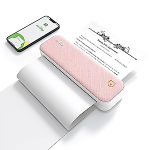 PeriPage A40 Thermal Portable Printer, Supports 8.26"x11.69" US Letter, Wireless Inkless Bluetooth Mobile Travel Printer, Compatible with Android and iOS, Prints Documents,Tattoo Paper, Photos(Pink)