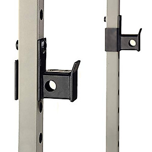 Fitness Reality Squat Rack Power Cage with J-Hooks, Landmine 360° Swivel, Weight Plate Storage Attachment and Power Band Pegs grey