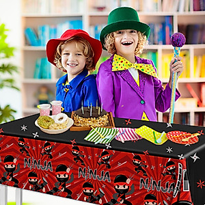 Bezkega 3pcs Ninja Birthday Tablecloths,Ninja Birthday Party Decoration Karate Theme Table Covers Waterproof Rectangle for Kid Ninja Master Birthday Party Supplies