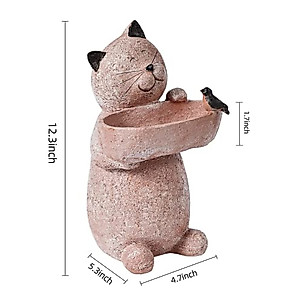 Cat Garden Statue Outdoor Decor, Cat Sculptures Figurine Decorations Gardening Lawn Ornament Décor Gifts for Women 12.3" in Height