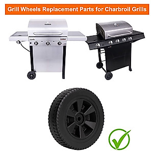 BBQ Future G437-0037-W1 7" Grill Wheels Replacement Parts for Charbroil Gas Grills 463377319 463370719 463448021 463365021, Kenmore and other Brands Grills, Black Plastic Wheel, 2 Pack