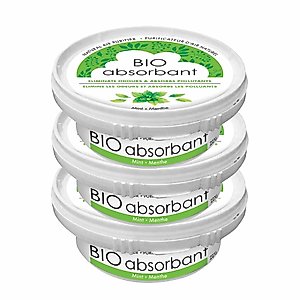 ATTITUDE Bio Absorbant Air Purifier with Activated Carbon, Plant- and Mineral-Based, Vegan, Mint, 8 Ounces (Pack of 3)