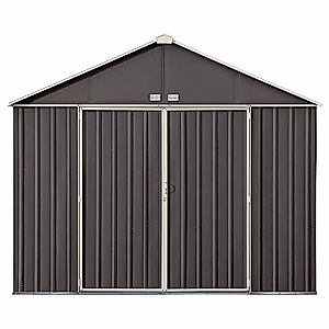 Arrow 10' x 8' EZEE Shed Charcoal with Cream Trim Extra High Gable Steel Storage Shed
