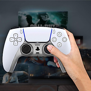 PS Five Controller Accessories, AKNES Customized Face Plates Replacement for PS Five Wireless Controller Accessories Decoration Shells Clip Cover DIY with 8PCS Thumb Stick Grips (Charcoal)'