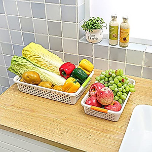 Lawei 8 Pack Large Plastic Sorage Basket with Handle - 15 x 10 x 3 Inch Pantry Organizer Basket Bins Desktop Paper Storage Basket for Organization, Countertops, Cabinets, Bedrooms, Bathrooms