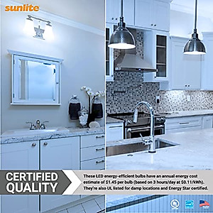 Sunlite 80881-SU LED A19 Standard Light Bulb, 11 Watts (75W Equivalent), 1100 Lumens, Medium Base (E26), Dimmable, UL Listed, Energy Star, 5000K Daylight, 1 Count