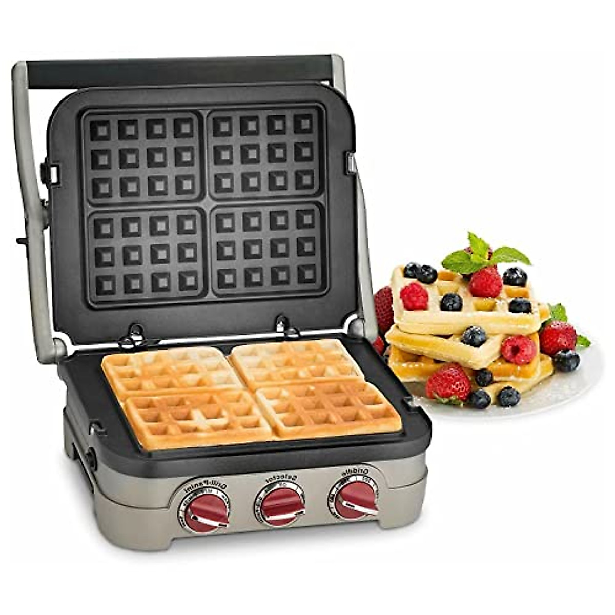 RAFBAR Waffle Plates for Cuisinart Griddler GR-4N,GR-5B P1,GR6S and GRID-8N Series, 2 Nonstick Coating Plates for 4 Slices Belgian Waffles