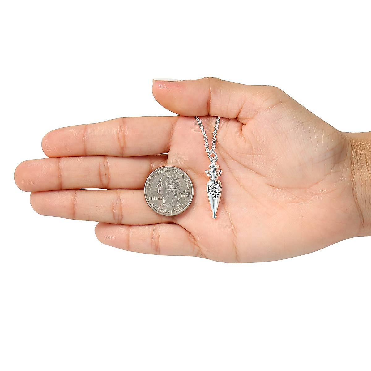 Harry Potter Silver Plated Felix Felicis Potion in The Bottle Pendant Necklace, 18” Chain