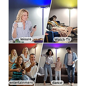 Hyskostar 2 Side Lighting Led Floor Lamp with Remote & Touch Control 24 W 1000LM, Dimmable 3 Color Temperatures,Tall Standing RGB Floor Lamps for Living Room,Bedroom