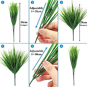 AGEOMET 6 Bundles Fake Plants Outdoor, Artificial Fake Grass Plants Flowers, UV Resistant Fake Bushes Plastic Artificial Greenery Shrubs, Faux Greenery for House Garden Patio Front Porch Indoor Decor