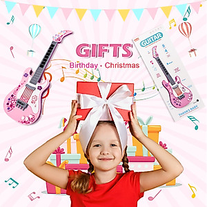 M SANMERSEN Kids Guitar for Girls Music Toys Guitar for Kids Toddler Electric Guitar with Strap Kids Pink Guitar Musical Instrument Toys for 3 4 5 Year Old Girls Gifts